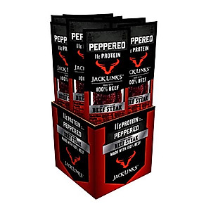 Jack Link’s Premium Cuts Beef Steak, Peppered, 12 Count, 1 Oz Strips – Great Protein Snack with 11g of Protein and 1g of Carbs Per Serving