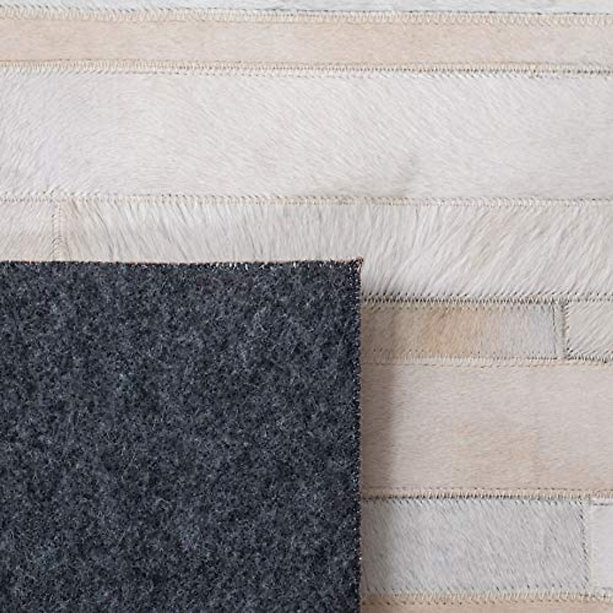 SAFAVIEH Studio Leather Collection 5' x 8' Ivory / Light Grey STL804A Handmade Mid-Century Modern Leather Area Rug