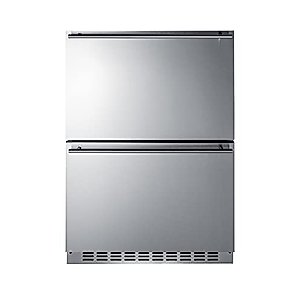 Summit Appliance SPRF34D 24" Wide 2-Drawer Refrigerator-Freezer; 3.9 cu.ft. Capacity; Frost-free Operation; Built-in Capable; Stainless Steel Construction; LED Lighting and Adjustable Drawer Dividers
