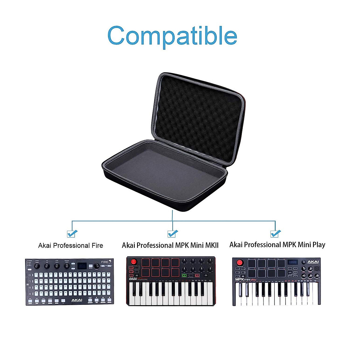 XANAD Hard Protective Case for Akai Professional MPK Mini MKII & MK3 & MPK Mini Play | 25-Key Ultra-Portable USB MIDI Drum Pad & Keyboard Controller