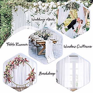 White Chiffon Sheer Backdrop Curtain for Wedding, Parties, White Arch Drapes for Backdrop Decoration,Wrinkle-Free 10ft x 7ft