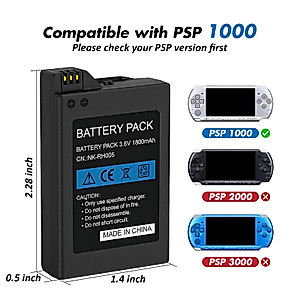 KEKUCULL 2Pcs Rechargeable Battery Real Capacity 1800mAh Lithium Ion Battery Pack Replacement for PSP 1000 PSP-110 (1001, 1002, 1003, 1004, 1005, 1006, 1007, 1008, 1010), PSP Fat Console
