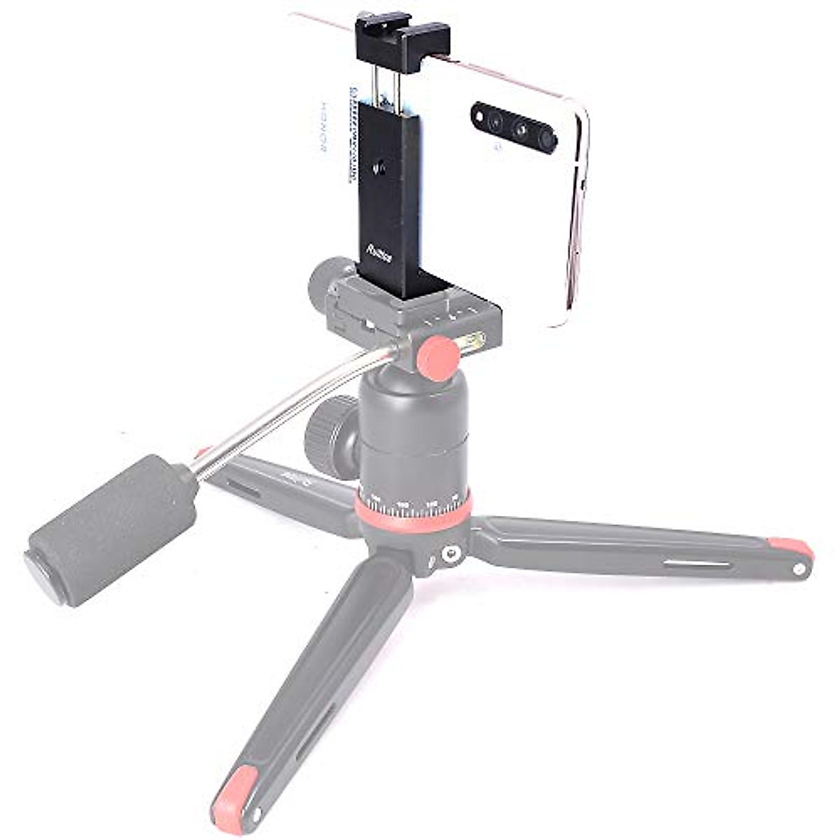Ruittos Metal Phone Tripod Mount with Remote, Smartphone Tripod Holder and Bluetooth Camera ShutterCell Phone Clip with Hot-Shoe Mount, Compatible with iPhone 13 Pro Max 12 11 X 8 7 Samsung LG Huawei