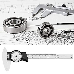 Plastic Dial Vernier Caliper Plastic 0-150mm High Precision 0.1mm Clear Number Wear Resistance, Durable In Use Clear Number for Measuring(White)