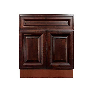 Dark Cherry 27" Vanity Bathroom Traditional Shaker Door Cabinet Drawer Single Sink Base Bath Wall Faucet Vessel Vanities Kitchen Wood Hardwood 27" W x 31.5" H x 21" D of Set