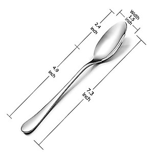 12 Pcs Dinner Spoon Set,Premium Food Grade Stainless Steel Spoons,Durable Metal Spoons,Tablespoon,Spoons Silverware Only,Mirror Finish & Dishwasher Safe,Use for Home,Kitchen and Restaurant - 7.3 inch