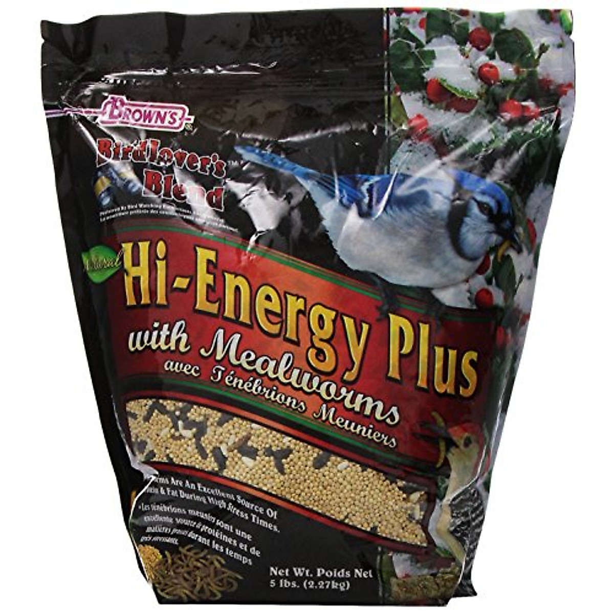 F.M.Brown'S 40843 Bird Lover'S Blend Hi-Energy Plus With Mealworms, 5-Pound