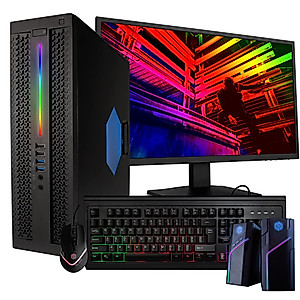 HP EliteDesk 800G1 Small RGB Desktop Computer (SFF) | Quad Core Intel i5 (3.2GHz) | 16GB DDR4 RAM | 500GB SSD + 1TB HDD | 5G-WiFi + Bluetooth | Windows 10 Pro | 24in Monitor | RGB Desk Kit (Renewed)
