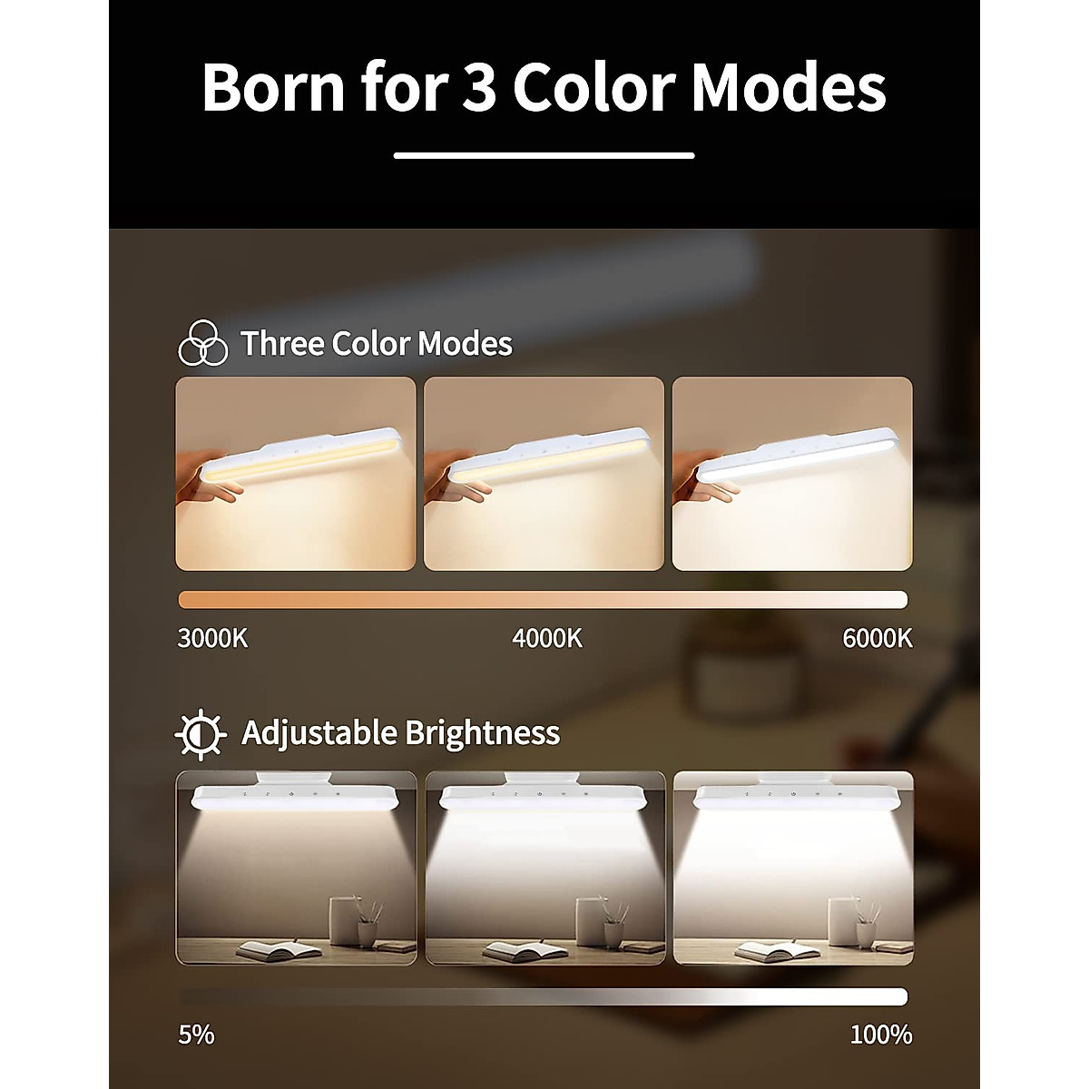 Under Counter Lights for Kitchen,1000LM 2000mAh Under Cabinet Lighting Touch Control Magnetic Closet Light Adjustable Color Temperature/Brightness Rechargeable Light for Kitchen,Shelf,Cabinet