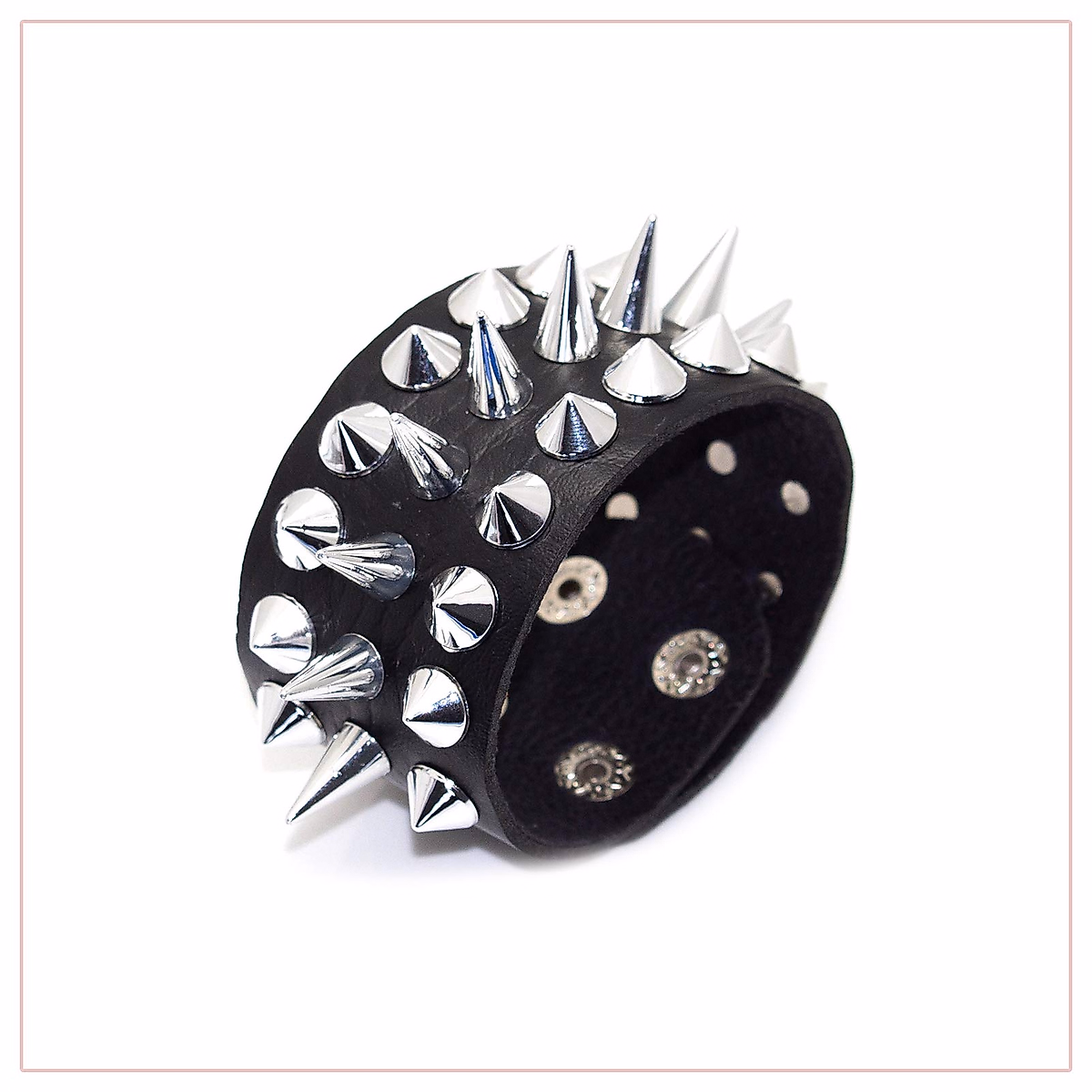 Nsitbbuery Punk Rivet Bracelet Spike Wide Leather Wristband Bracelet(ONESH)