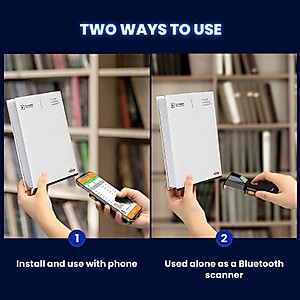 Eyoyo 2D Back Clip Phone Barcode Scanner, Super QR Bluetooth Barcode Reader with 1600mAh Rechargeable Battery, iPad, iPhone and Android Compatible, for Inventory Management