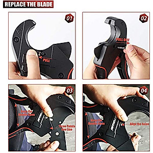 GETUHAND Ratchet-type PVC Pipe Cutters, 1/8-inch to 2-1/2-inch Hose Cutter Tool, One-hand Fast PEX Pipe Cutter with Quick Change Blade System for Cutting PEX, PVC, and PPR Plastic Hoses