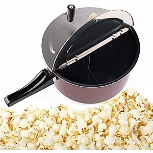 SHENGANG Stainless Steel Stovetop Popcorn Popper, Hand-Cranked Popcorn Maker, with Lid & Handle, Easily Make Classic Flavored Popcorn
