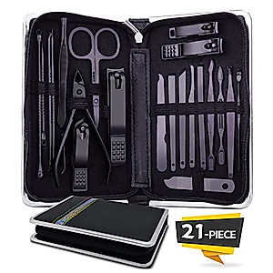 Manicure Set, 21 in 1 Manicure Kit Pedicure Kit Professional Nail Clipper Set Nail Kit For Women Men - Black