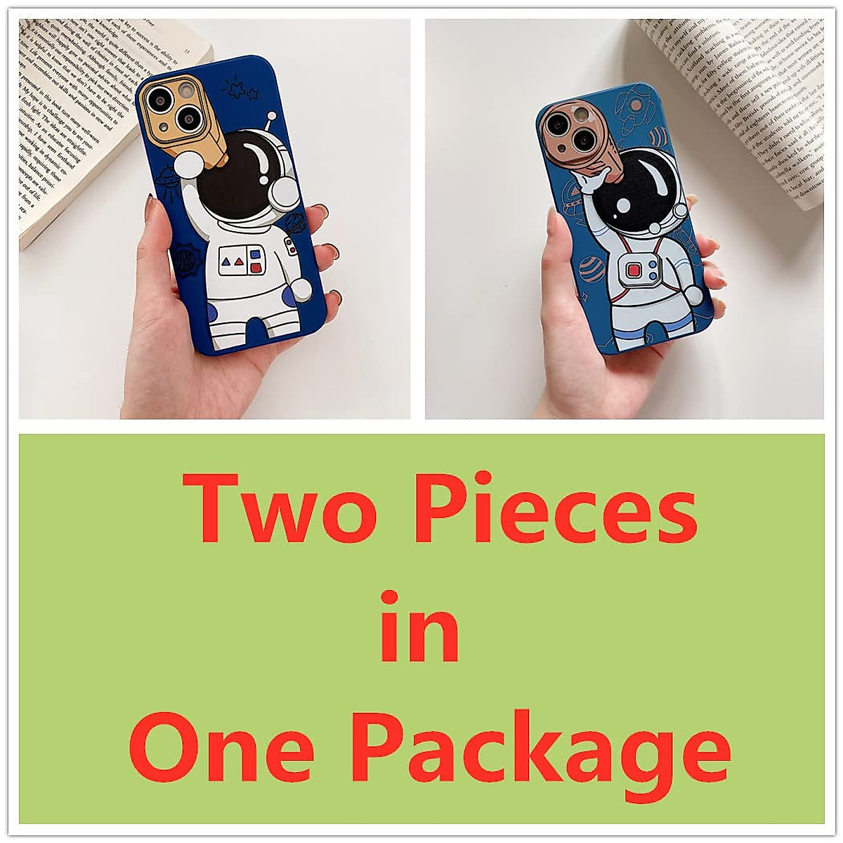 BeeTag Soft Silicone Case for iPhone 13 6.1 Inch with Wrist Lanyard Strap,Space Astronaut Design TPU Cartoon Graphics Bumper Shockproof Anti-Slip Protective Cover (LSJ),LANSJ