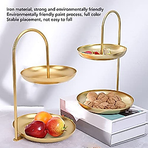 2 Tiered Large Capacity Fruit Tray, Strong Environmentally Friendly Nordic Style Gold Metal Tray, Simple Stylish Snack Tray place Fruits Cakes Candies
