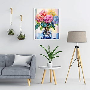 Hydrangea Diamond Painting Kits for Adults-Flowers Diamond Art Kits for Adults,5D Diamond Painting Flowers,DIY Full Drill Diamond Painting Flower Gem Art and Crafts 12x16inch