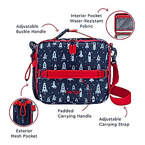 Bentgo Prints Insulated Lunch Bag Set With Kids Bento-Style Lunch Box (Space Rockets)