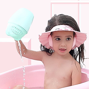 Baby Bath Shampoo Cap with Ear Protection Safe Bathing Visor Hat Soft Shower Wash Hair Adjustable Portable Shield for Children Kids