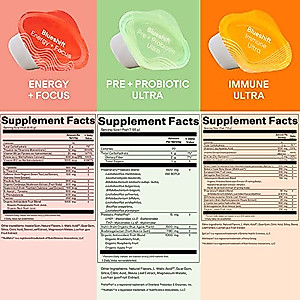 Blueshift Sidekick Stainless Steel Water Bottle, 18 Fl Oz Shaker Bottle With Blend Ball and Protein Storage Compartment, Includes 6 Superblend Supplements Inside Bottle (Sky)