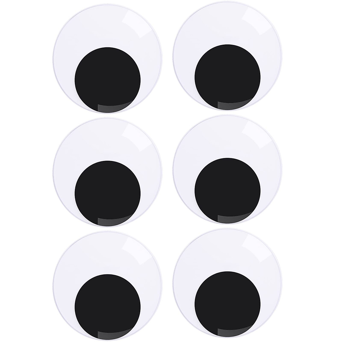 Hapeper 4 Inch Giant Wiggle Eyes with Self Adhesive, Big Black Plastic Eye for DIY Crafts Furniture Door Halloween Decoration, 6 Pack
