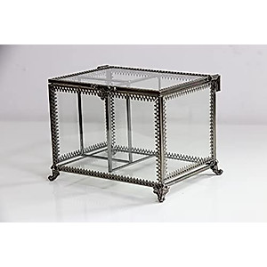 Hersoo Glass Dustfree Qtip Holder Dispenser for Cotton Ball/Antique Decorative Box with 3Compartments for Pad/Swab/Q Tips/Makeup Sponges/Bathroom Canister Storage Organization