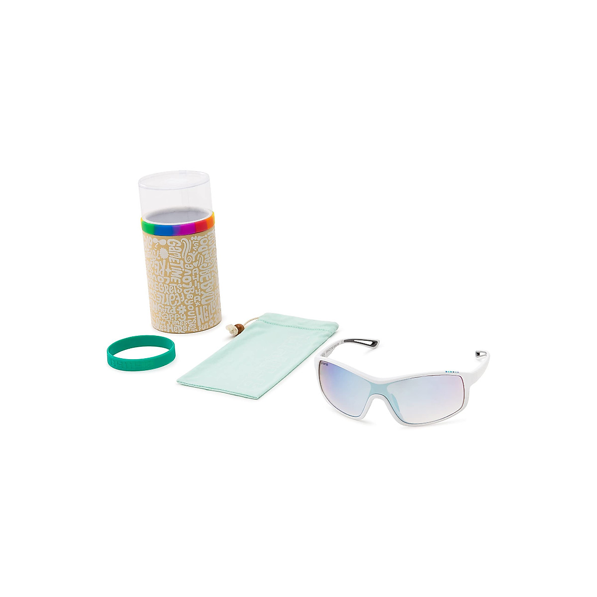 Foster Grant Sun Luv Embrace The Unknown Shield Sunglasses, Matte White, 55mm (10260197.COM)