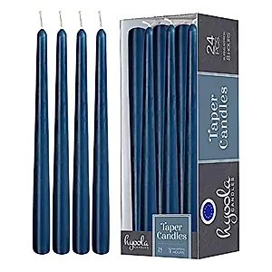 Hyoola Tall Taper Candles - Midnight Blue Dripless Dinner Candle Sticks - Paraffin Wax with Cotton Wicks - 10 Inch (25cm) - 8 Hour Burn Time (24 Pack)