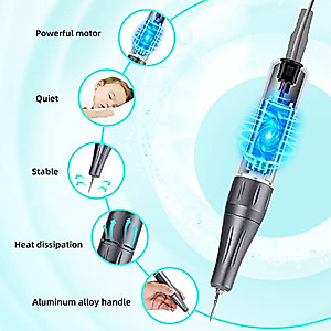IBEBELI Professional Drill for Nails 40000RPM Max Upgrade Efile Kit for Acrylic Nails with Foot Pedal, 6 Drill Bits and 30 Sanding Bands All Inclusive Electric Nail Drill Set Home Salon Use Gray