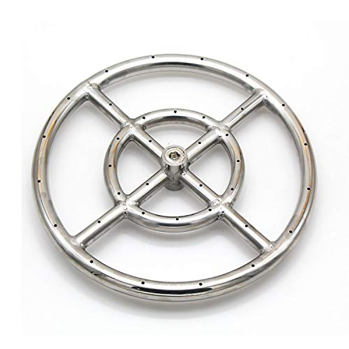 MENSI 12" Stainless Steel Double Fire Ring Burner for Gas Fire Pit 92,000 BTU