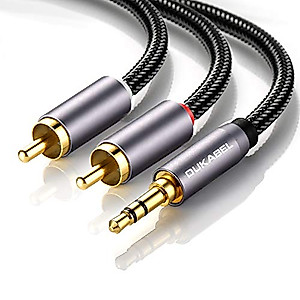 DUKABEL RCA to 3.5mm, 3.5mm to RCA Cable 2-Male RCA to AUX Cable Braided 1/8 to RCA Stereo Cable RCA Cable [24k Gold-Plated & Double-Shielded] -Top Series(4ft/1.2m)