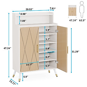 LITTLE TREE Shoe Cabinet, White&Walnut
