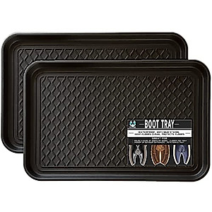 Flyowl Boot Tray for Entryway Indoor, 2 Pack 24 x 16 inch Heavy Duty Shoe Mat for All Weather, Use to Store Shoes&Boot, Pets' Feeder, Plants, Tools.
