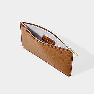 KATIE LOXTON Oh So Chic Womens Vegan Leather Sentiment Slim Perfect Pouch Tan