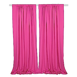 SHERWAY 2 Panels 4.8 Feet x 10 Feet Silky Soft Fuchsia Backdrop Drapes, Polyester Window Curtains for Wedding Party Ceremony Stage Décor (10% Transparency)