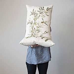 Creative Co-Op Viscose and Linen Blend Printed Botanical Image, Set of 2 Styles Pillows, Cream