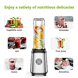 Single Serve Blender, Personal Blender for Smoothies and Shakes, Smoothies Blender with 2 Tritan BPA-Free 20Oz Blender Cups and Cleaning Brush, 300W