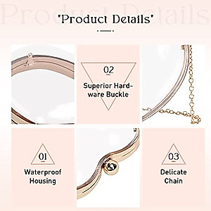 JAMBHALA Women Clear Acrylic Clutch Bag Mini Heart Handbag Evening Pouch with Detechable Chain (gold)