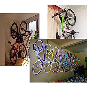 Dirza Bike Rack Garage Wall Mount Bike Hanger Storage System Vertical Bike Hook for Indoor Shed - Easily Hang/Detach - Heavy Duty Holds up to 65 lb with Screws Black