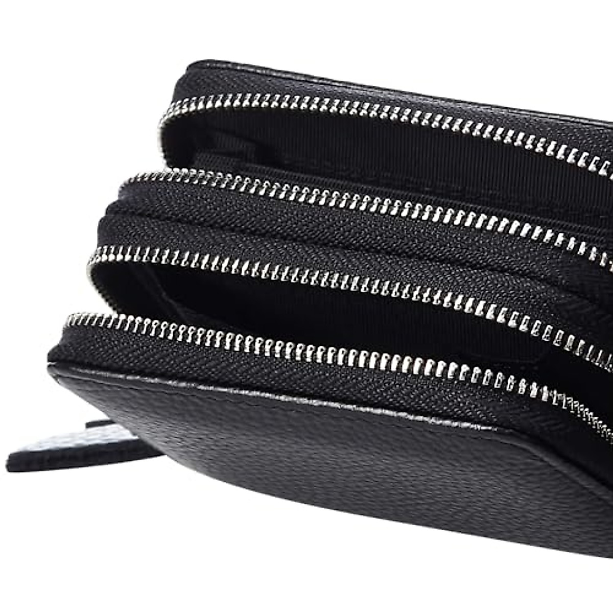 KALMORE Women's Leather RFID Secured Spacious Cute Card Wallet Small Purse, Black, Two Zippers