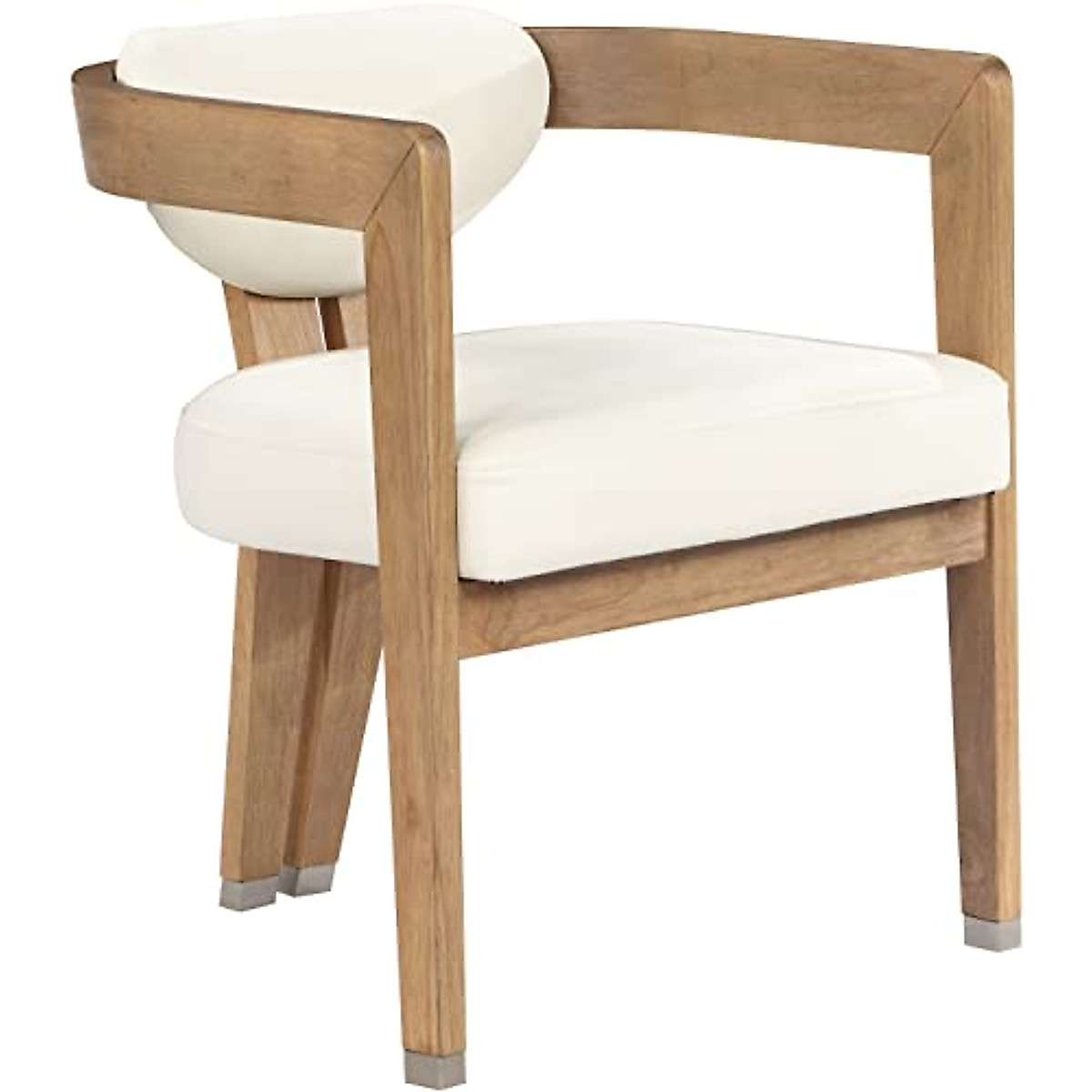 Meridian Furniture Carlyle Collection Modern | Contemporary Dining Chair, Solid Wood Finish, Soft Faux Leather, Brushed Chrome Accents, 24" W x 23.5" D x 29" H, Cream