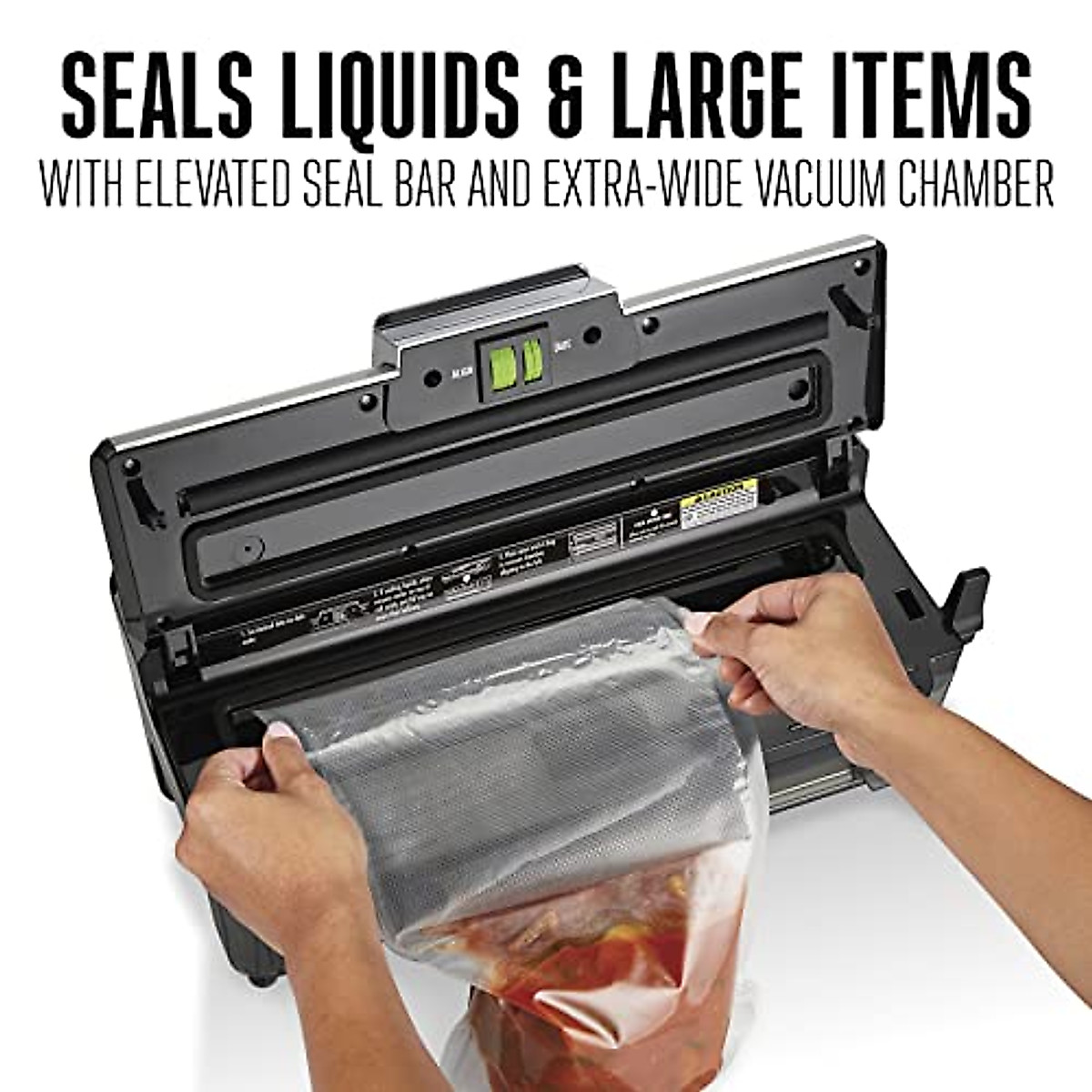 WESTON BRANDS Wet & Dry Vacuum Sealer Machine with Date Code Stamp & Built-In Cutter, 2 Roll Storage & Starter Kit, Pulse Button for Delicate Food, Black (65-1601-W)