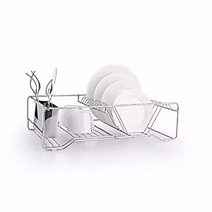 FurnitureXtra Luxury Stainless Steel Dish Drainer Rubber Anti slip feet