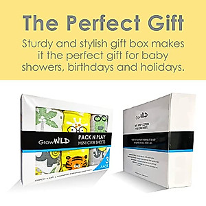 GROW WILD Crib Sheets for Boys | Baby Crib Sheets (3 Pack), Safari Crib Mattress Sheet or Toddler Bed Sheet, Elephant Baby Sheet