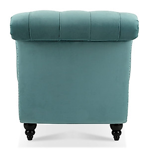 Chaise Lounge Indoor, Lounge Chair with Nailhead Trim for Bedroom, Fabric Tufted Chase Sofa Indoor, Comfortable Home Chaise Longue for Living Room Furniture Lounges(Green)