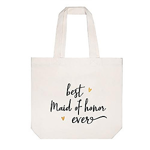 CARAKNOTS Bridesmaid Gifts Maid of Honor Bag Canvas Bridesmaid Bags Wedding Bridal Shower gifts Bachelorette Party Gifts for Bridesmaid Tote Bag with Pocket Cotton