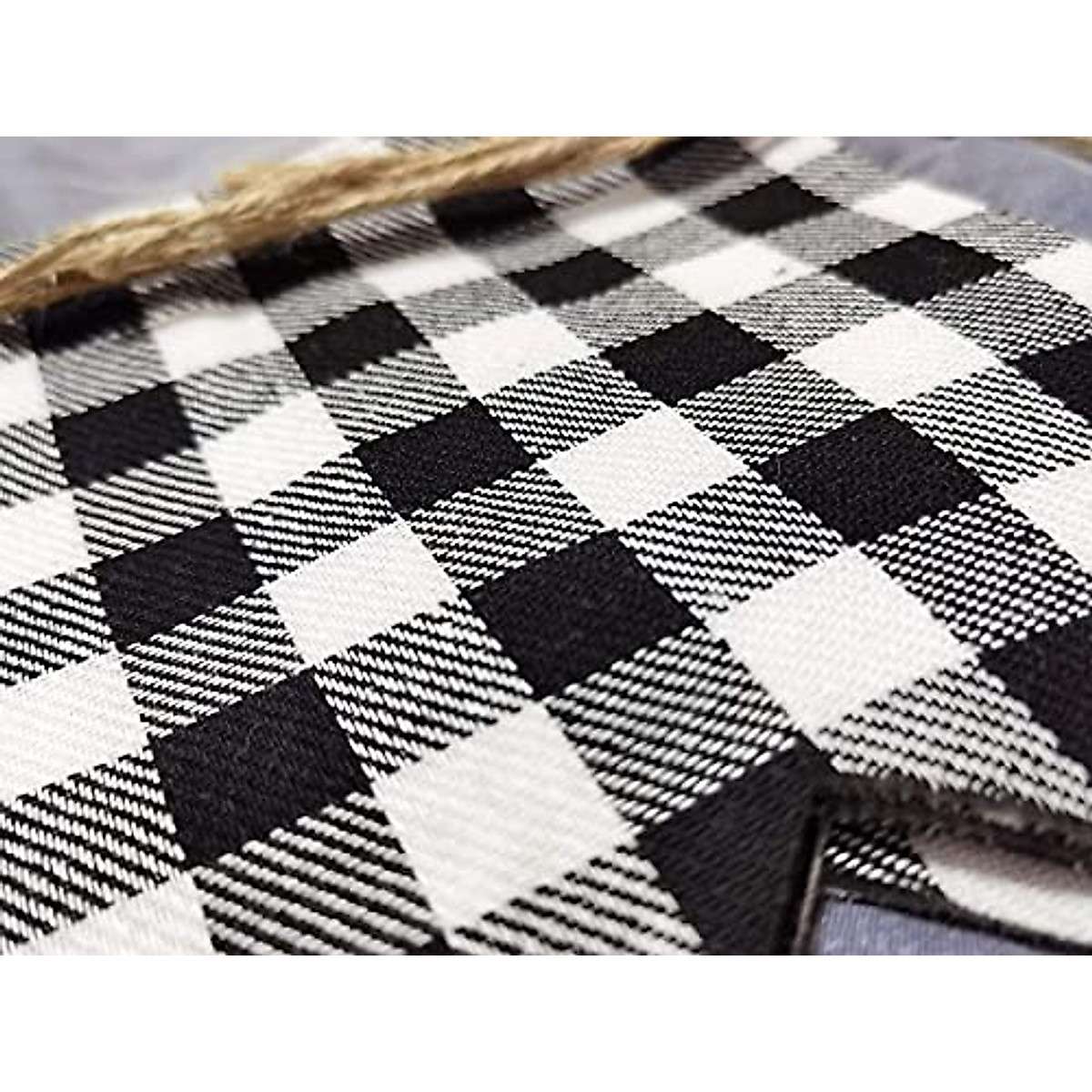 Buffalo Checkered Plaid Banner Cotton Black and White Gingham Bunting Garland for Mantel Fireplace Decorations (4 Pack)