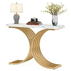 LITTLE TREE 41 inches Gold Entryway Console Table, Sofa Table Accent Table for Living Room