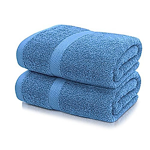KEEPOZ 36" x 72" (2-Pack) Bath Sheets - Large Towels - Beach Towels Soft 100% Cotton Ring Spun Bathroom Towels, Highly Absorbent, Machine Washable, Towel Sets for College Dorm Not Bleach Proof (Blue)
