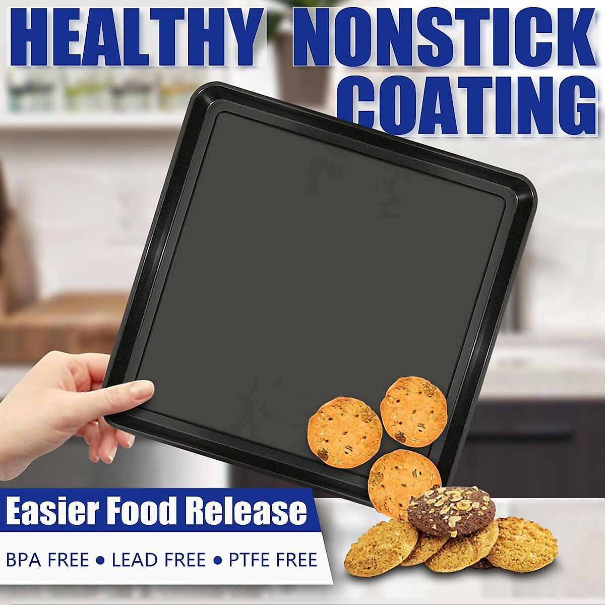 2 Pack 13" × 13" Professional Baking Sheet, Air Fryer Accessories, Replacement Baking Pan for Ninja SP100, SP101, SP1001C, SP201 Foodi Air Fry Oven, Nonstick Sheet Pan for Foodi 8-in-1 Air Fry Oven